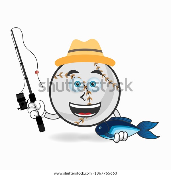 Baseball Mascot Character Fishing Vector Illustration Stock Vector ...