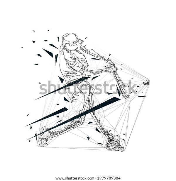 Baseball Player Abstract Line Art Isolated Stock Vector (Royalty Free ...