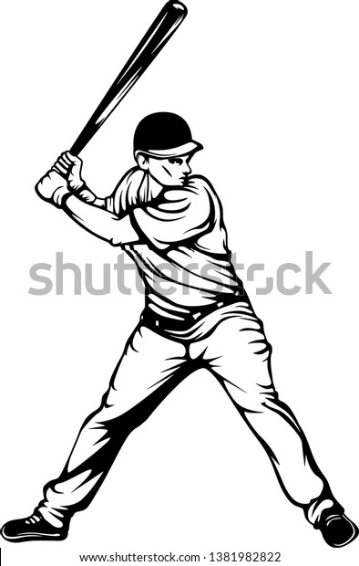 Baseball Player Bat Batting Stance Getting Stock Vector (Royalty Free ...