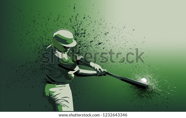 Jugador de béisbol: Batalla con uniforme verde en un fondo degradado verde