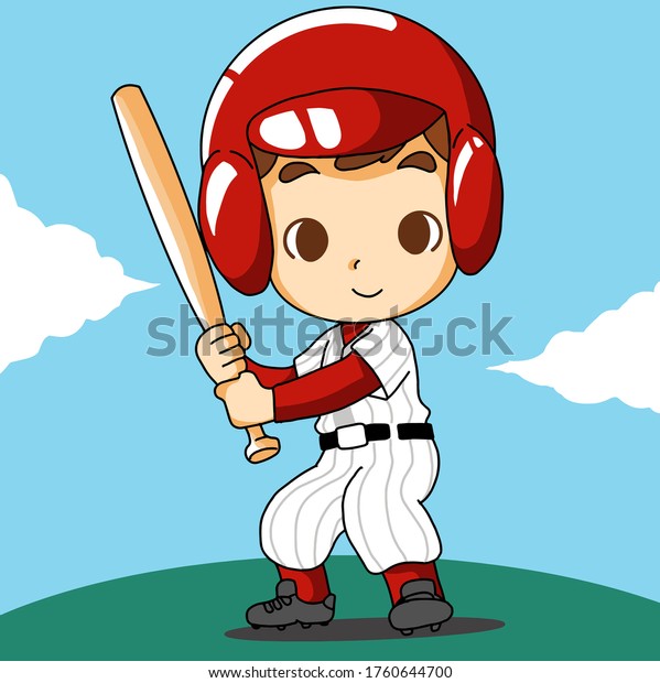 Baseball Player Cute Cartoonvector Illustration Stock Vector (Royalty ...