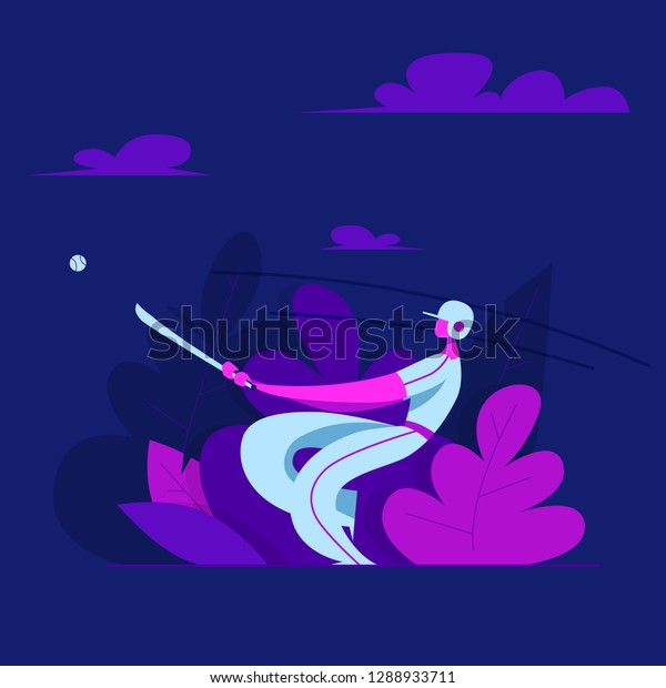 Baseball Player Hit Ball Sport Concept Stock Vector (Royalty Free ...