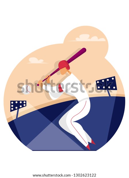Baseball Player Hit Ball Sport Concept Stock Vector (Royalty Free ...