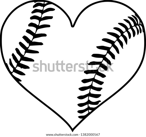 Baseball Shaped Like Heart Stitches Stock Vector (Royalty Free) 1382000567