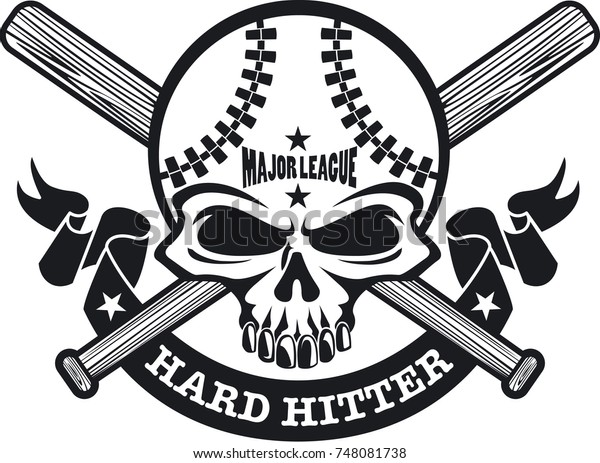Baseball Skull Crossed Baseball Bats Banner Stock Vector (Royalty Free ...