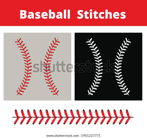 Baseball Stitches On White Black Background Stock Vector (Royalty Free ...