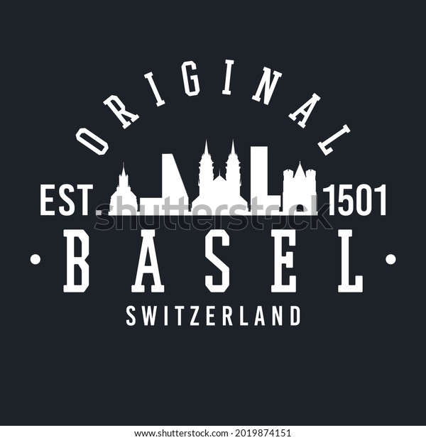 Basel Switzerland Skyline Original Logotype Sports Stock Vector ...