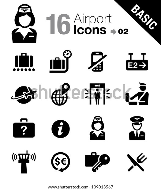 Basic Airport Travel Icons Stock Vector (Royalty Free) 139013567