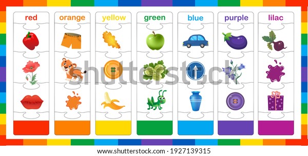 Basic Colors Match By Color Puzzle Stock Vector (Royalty Free ...