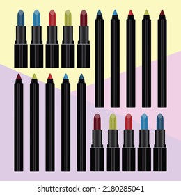Basic Lipstick Eyeliner Collection Stock Vector (Royalty Free ...