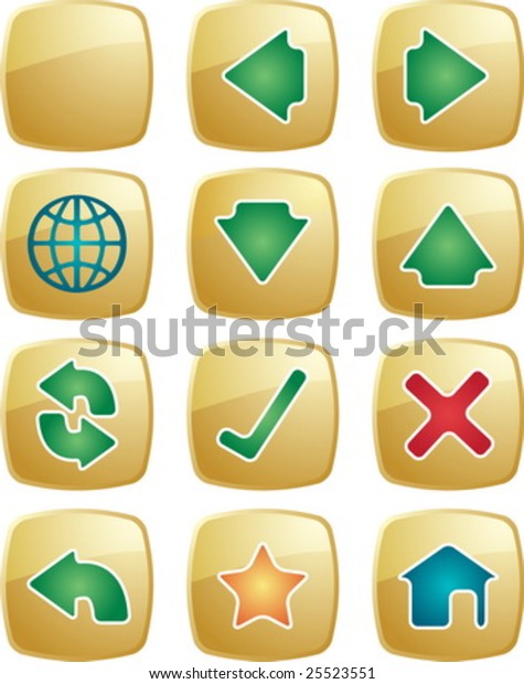 Basic Navigation Icon Set Glossy Aqua Stock Vector (Royalty Free ...