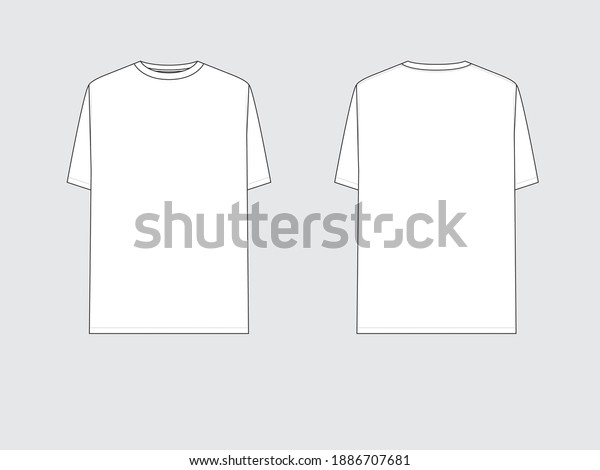 Basic Tshirt Front Back Drawing Flat Stock Vector (Royalty Free ...