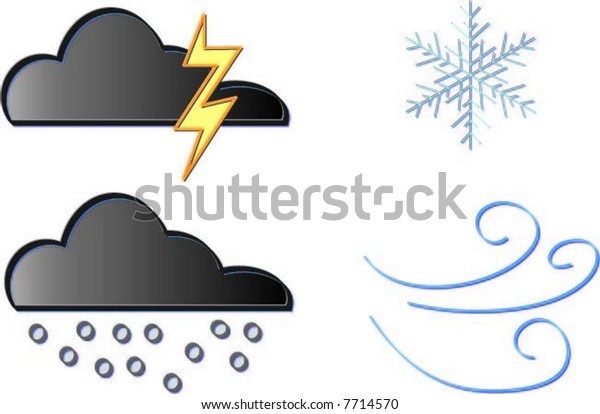 Basic Weather Symbols Hail Lightning Snow: vetor stock (livre de ...