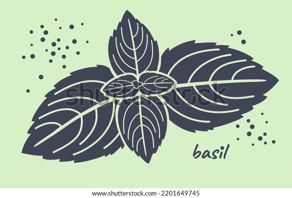 Basil Dark Gray Silhouette Fragrant Basil Stock Vector (Royalty Free ...