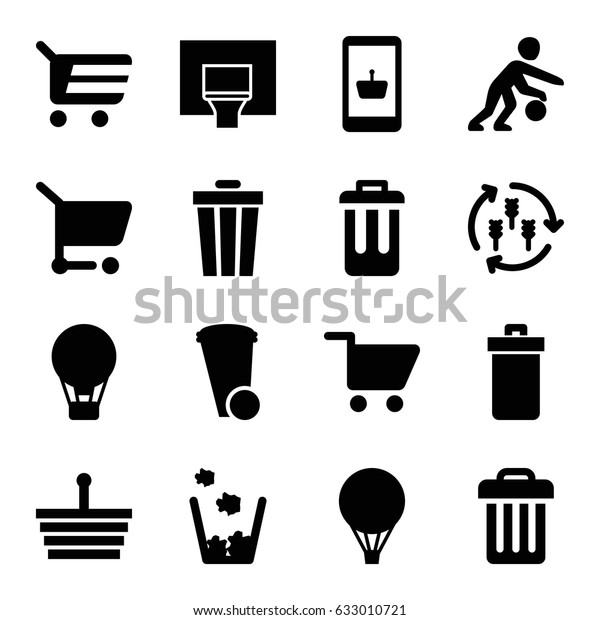 Basket Icons Set Set 16 Basket Stock Vector (Royalty Free) 633010721