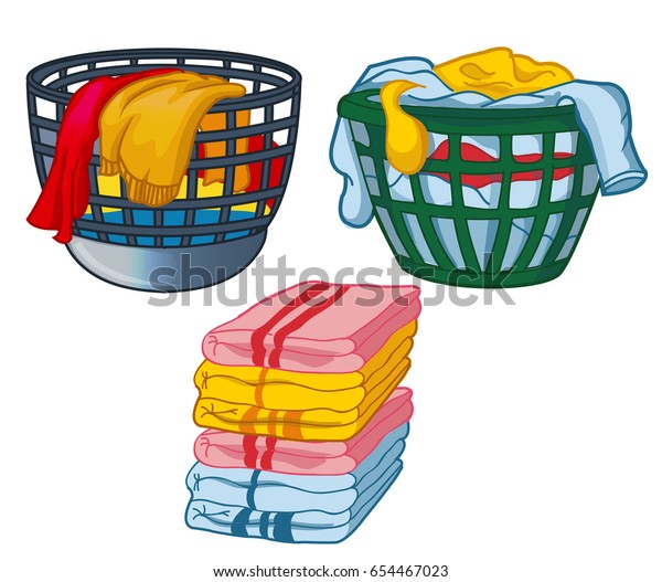 Basket Linens Vector Laundry Basket Stock Vector (Royalty Free) 654467023