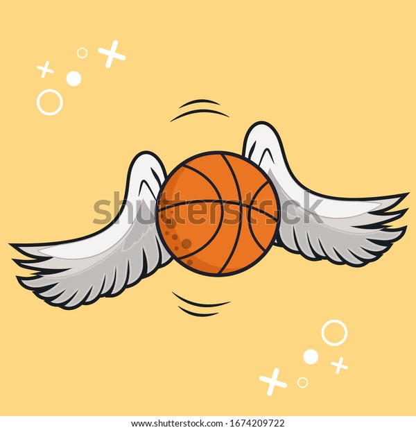 Basketball Ball Flying Wings Vector Illustration Stock Vector (Royalty ...