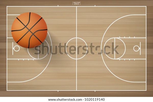 Basketball Ball On Basketball Field Background Stock Vector (Royalty ...