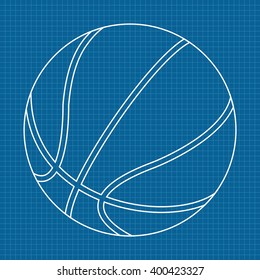 Basketball Ball Vector Illustration On Blueprint Stock Vector (Royalty ...