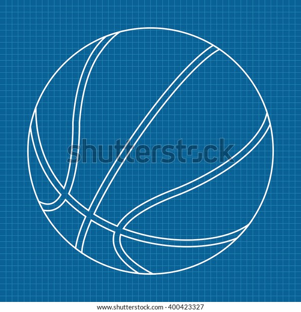 Basketball Ball Vector Illustration On Blueprint Stock Vector (Royalty ...