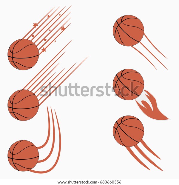 Basketball Flying Balls Set Speed Motion Stock Vector (Royalty Free ...