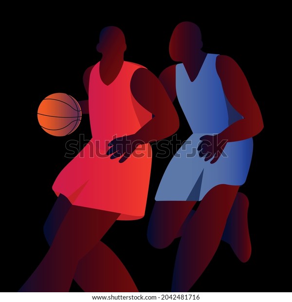 Basketball Game Vector Illustration On Black Stock Vector (Royalty Free ...