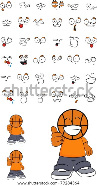 Basketball Kid Cartoon Set Vector Format Stock Vector (Royalty Free ...