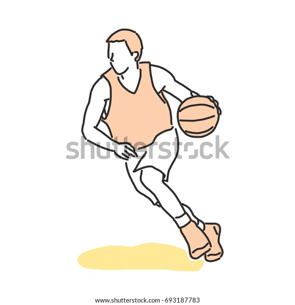 Basketball Player Action Line Drawing Hand Stock Vector (Royalty Free ...