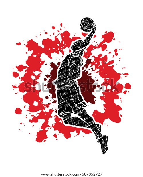 Basketball Player Dunking Designed On Splatter Stock Vector (Royalty ...