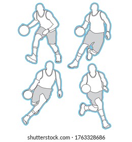 Basketball Player Shape Silhouette Vector Set Stock Vector (Royalty ...