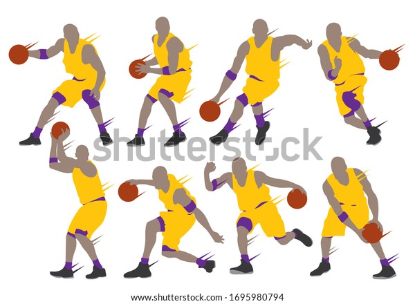 Basketball Player Shape Silhouette Vector Set: vetor stock (livre de ...