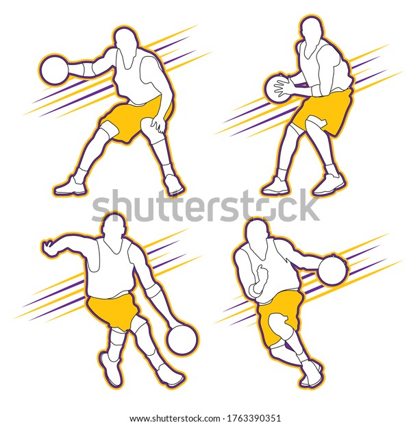 Basketball Player Shape Silhouette Vector Set Stock Vector (Royalty ...