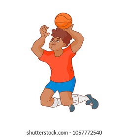 Basketball Player Throwing Ball Stock Vector (Royalty Free) 1057772540 ...