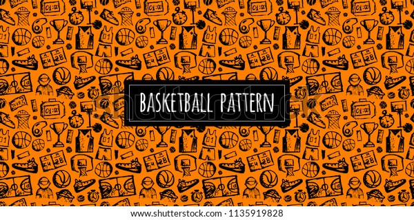 Basketball Seamless Pattern Sketch Your Design Stock Vector (Royalty ...