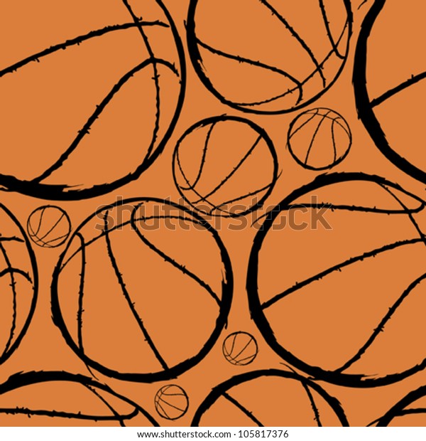 Basketball Seamless Pattern Vector Illustration Stock Vector (Royalty ...