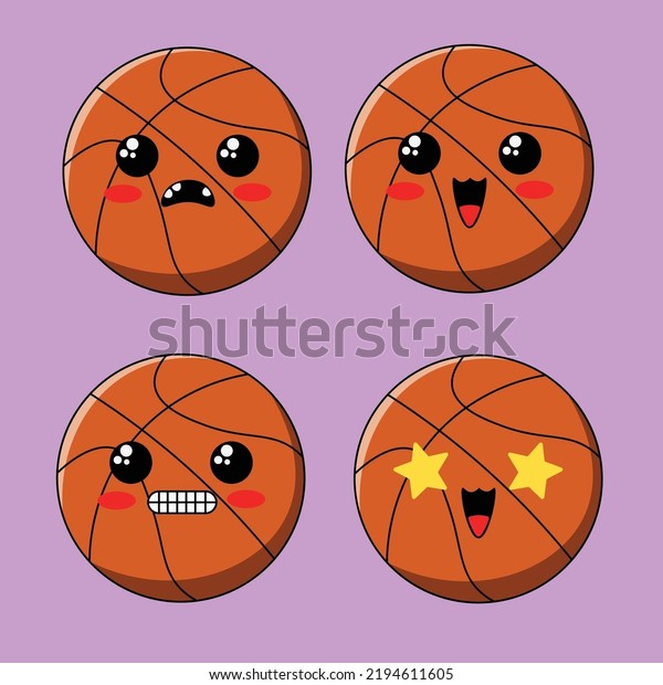 Basketball Set Vector Cartoon Cute Doodle Stock Vector (Royalty Free ...