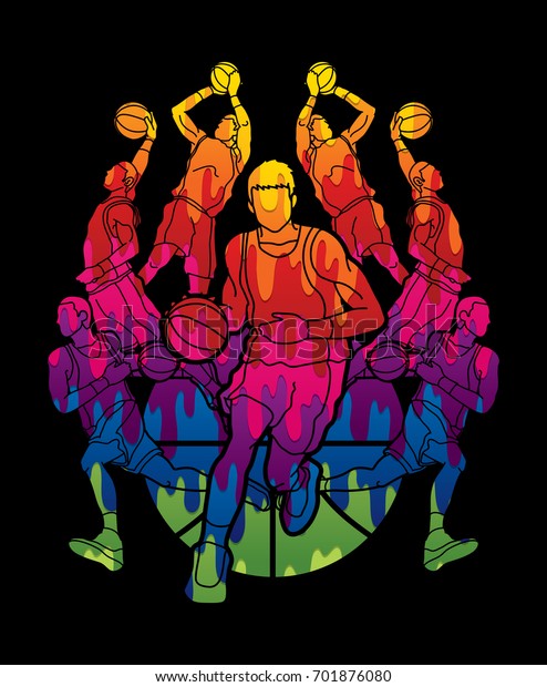 Basketball Team Player Dunking Dripping Ball Stock Vector (Royalty Free ...