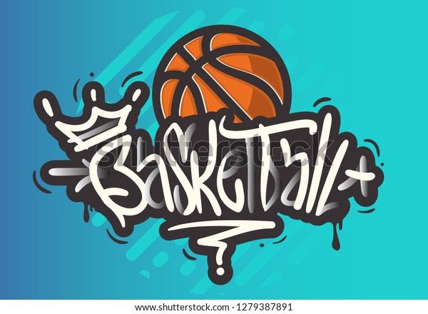 Basketball Themed Hand Drawn Brush Lettering Stock Vector (Royalty Free ...
