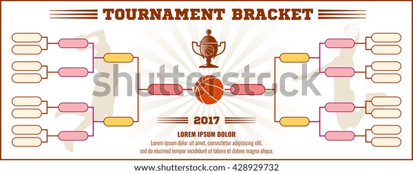 Basketball Tournament Bracket Vector Mockup Infographic 库存矢量图（免版税 ...