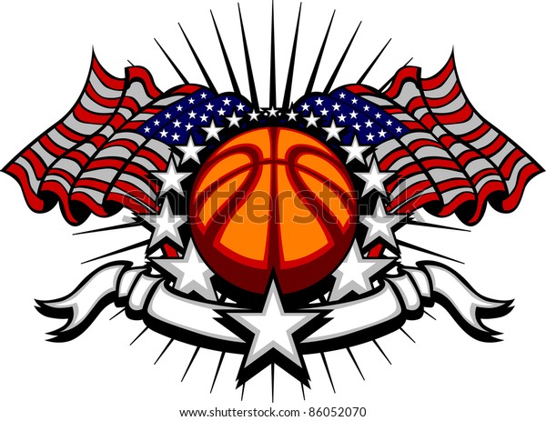Basketball Vector Template Flags Stars 스톡 벡터(로열티 프리) 86052070