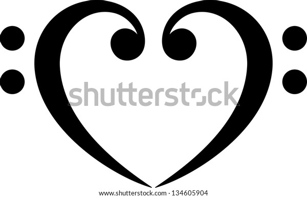 Bass Clef Heart Music Classic Vector Stock Vector Royalty Free 134605904