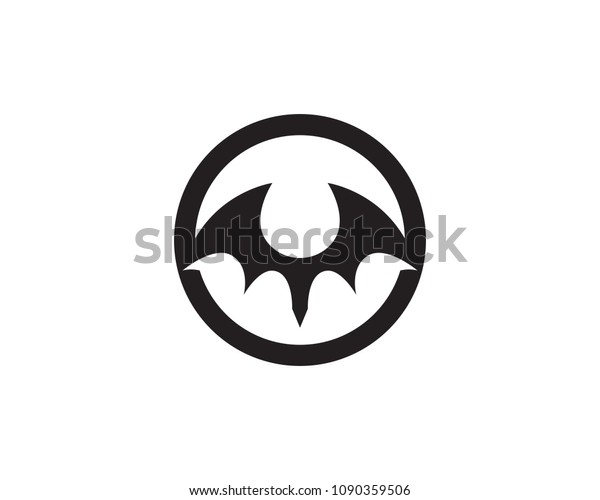Bat Black Logo Template White Background Stock Vector (Royalty Free ...