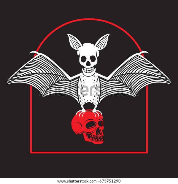 Bat Holding Skull Hand Drawing Illustration Stock Vector (Royalty Free ...