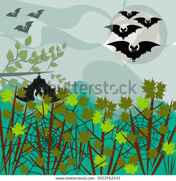 Bat Night Sky Full Moon Dark Stock Vector (Royalty Free) 2022962141 ...