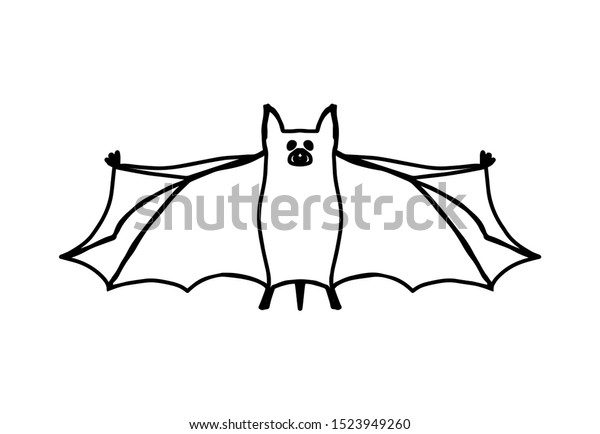 Bat Spread Wings Flies Outline Vector Stock Vector (Royalty Free ...