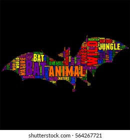 Bat Typography Word Cloud Colorful Vector Stock Vector (Royalty Free ...