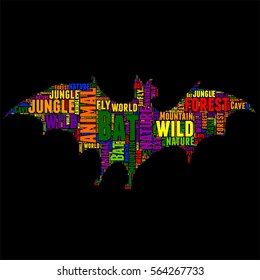 Bat Typography Word Cloud Colorful Vector Stock Vector (Royalty Free ...