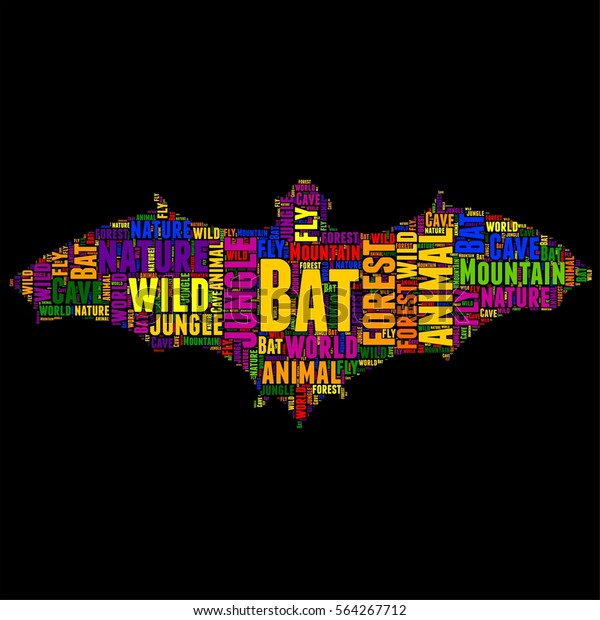Bat Typography Word Cloud Colorful Vector Stock Vector (Royalty Free ...