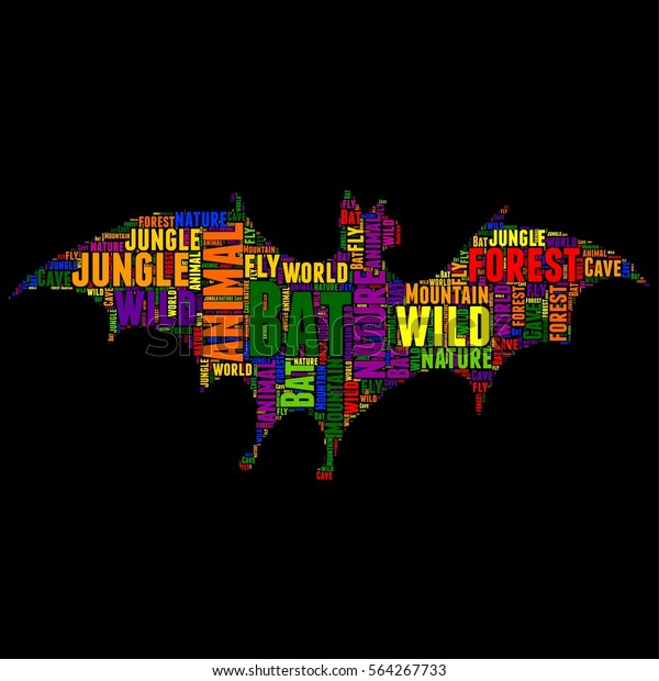 Bat Typography Word Cloud Colorful Vector Stock Vector (Royalty Free ...