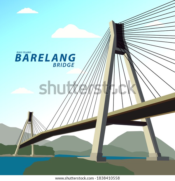 Batams Landmark Vector Illustration Barelang Bridge Stock Vector ...